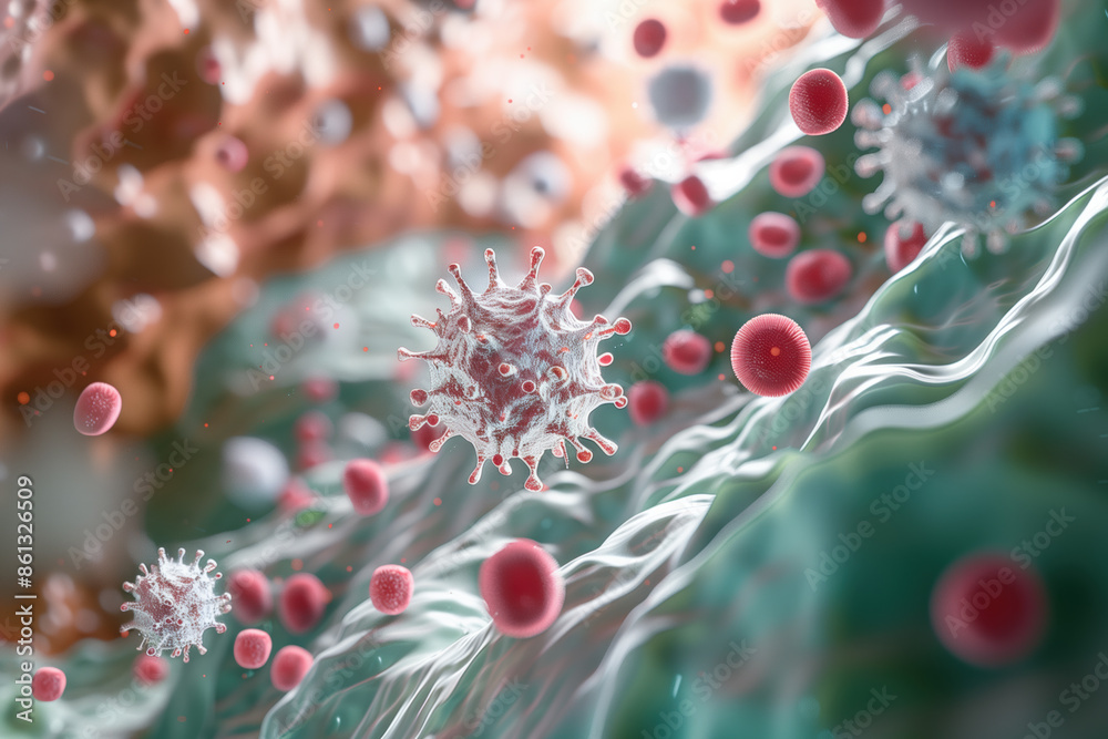 Magnified View of Skin Microbiome: White Blood Cells Battling Acne ...