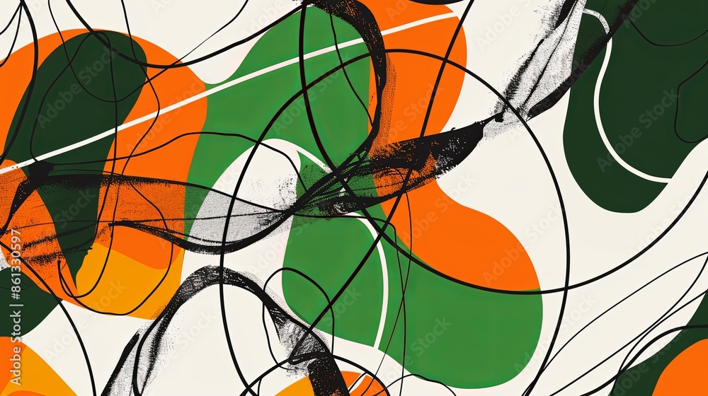 ภาพประกอบสต็อก bord continuous line drawing ,black and white,orange and ...