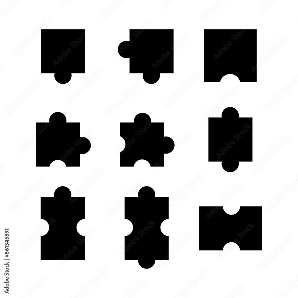 Puzzles grid - blank template. Jigsaw puzzle with 50 pieces. Mosaic ...