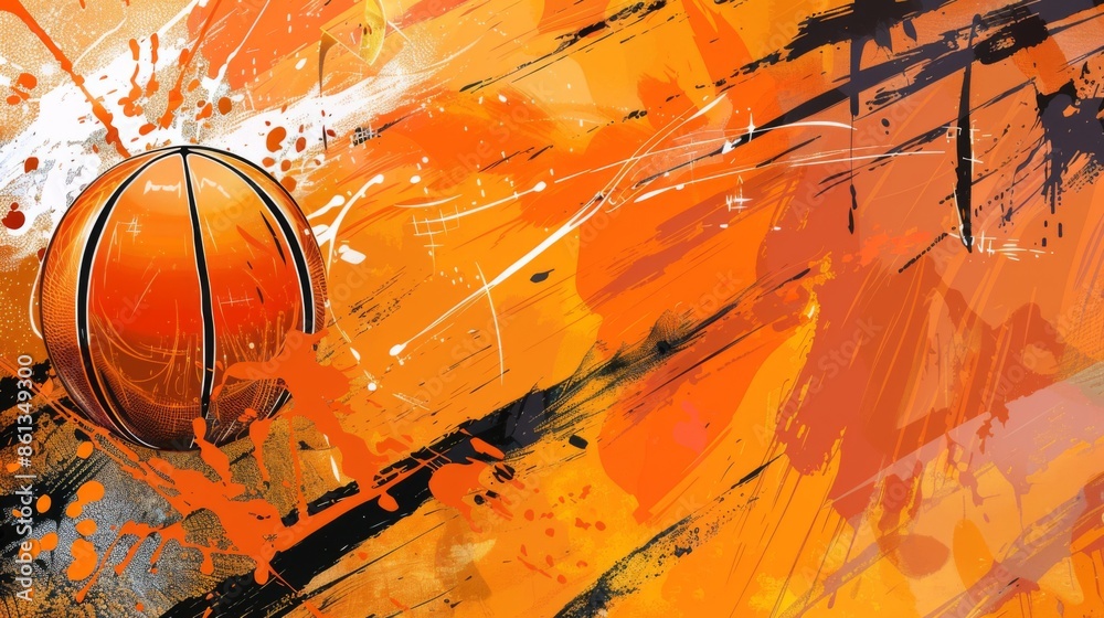 Basketball banner background with ball. Illustration generated by ai ...