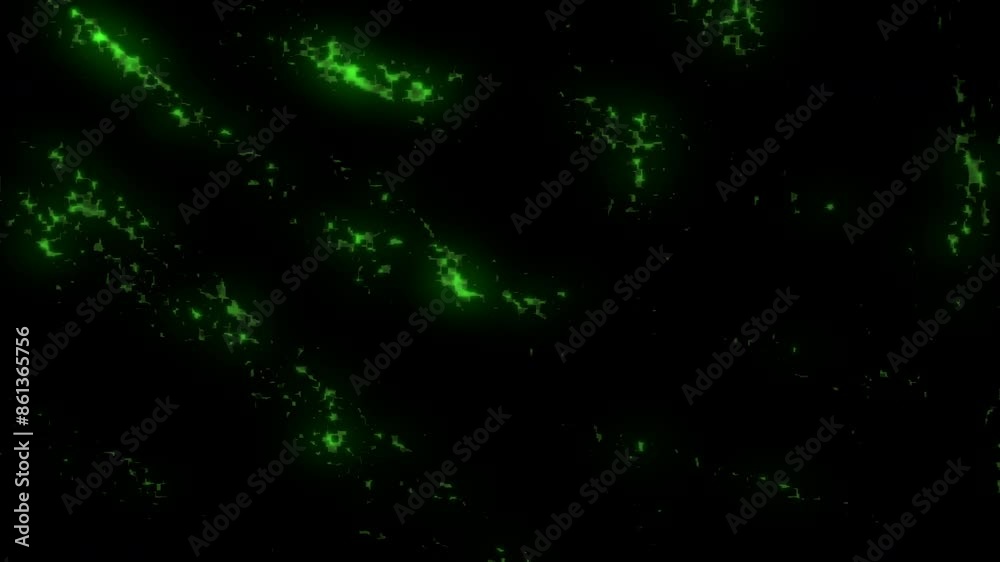 Green light shines from the left side of a plain black background ...
