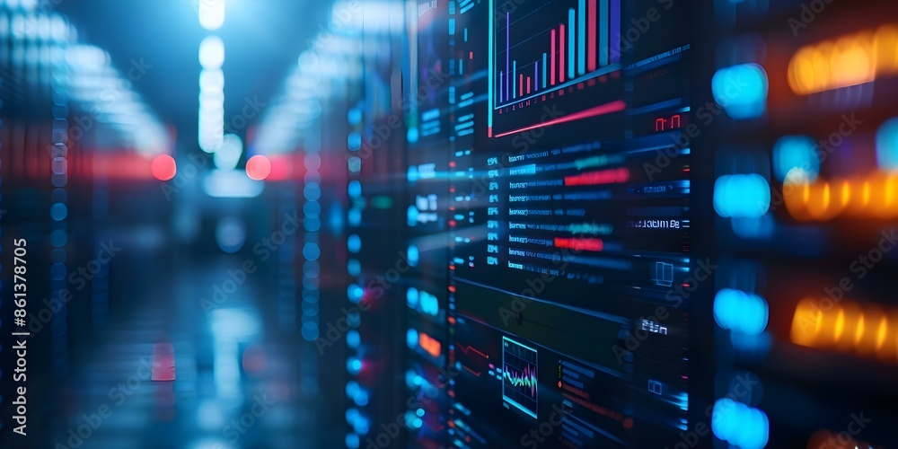 Digital screen shows visually appealing data visualizations like graphs ...