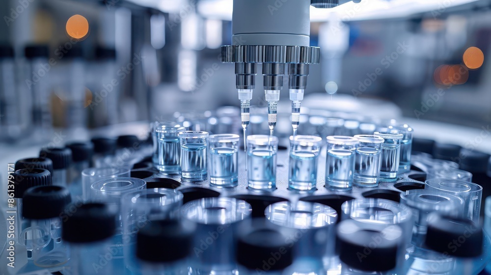 Automated DNA sequencing equipment, hightech lab, process in action ...