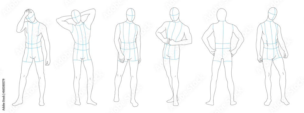 Male body mannequin. Template for fashion sketch ideas of men's ...