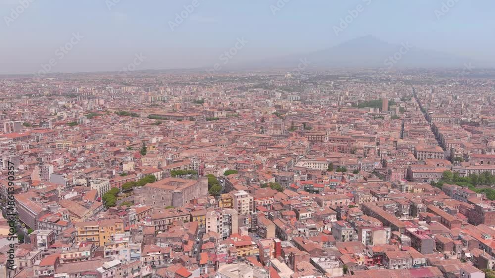 Catania, Italy: Aerial view of famous city on Sicily island, medieval ...