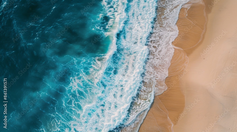 Waves with beach background top view. Holidays illustration generated ...