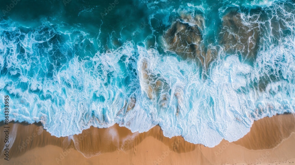 Waves with beach background top view. Holidays illustration generated ...