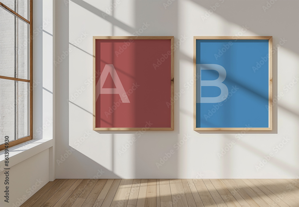 Two Frames Mockup In The Sunny Room With Generative ai Stock Template ...