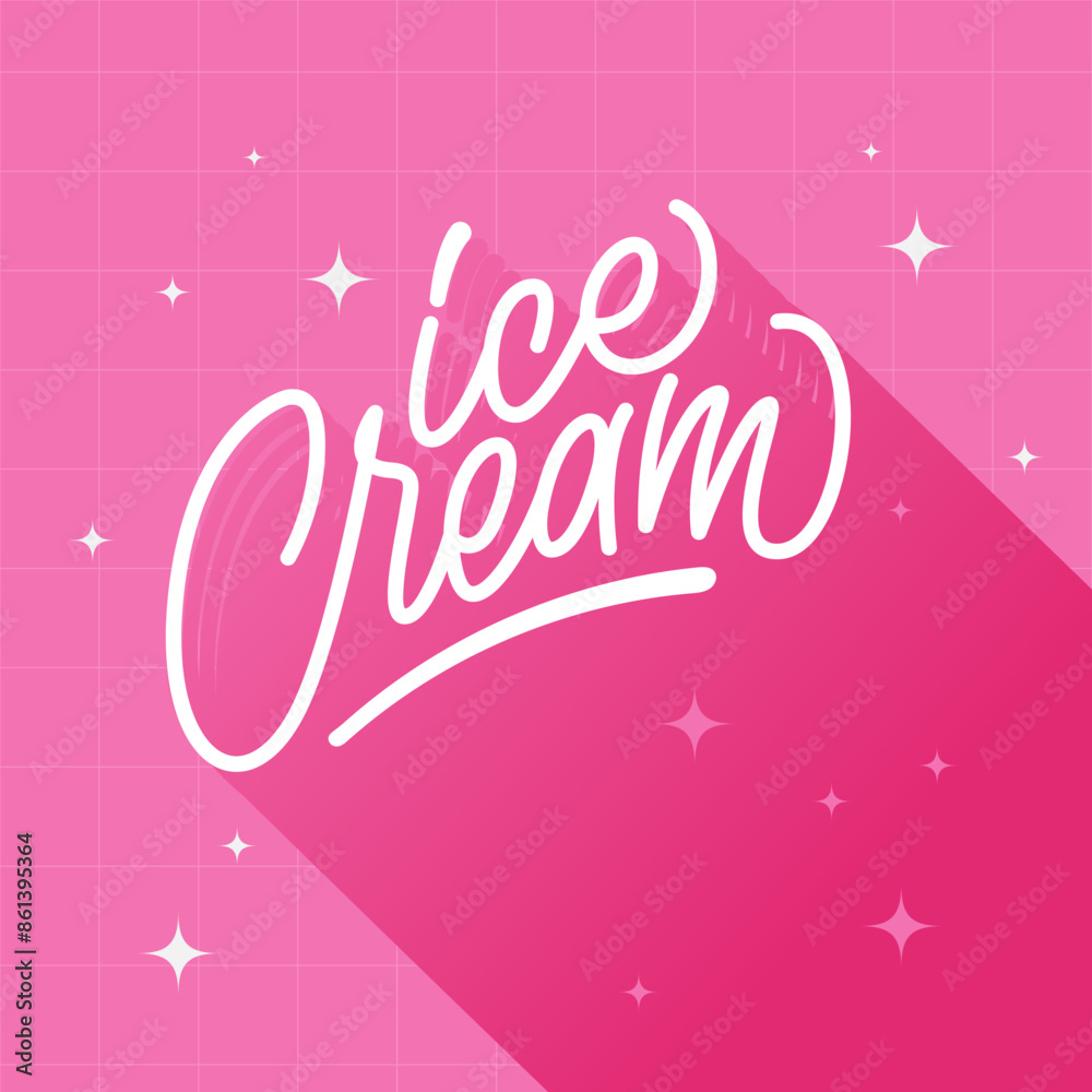 Ice Cream. Logo. Calligraphy text on pink background. Star. Logotype ...