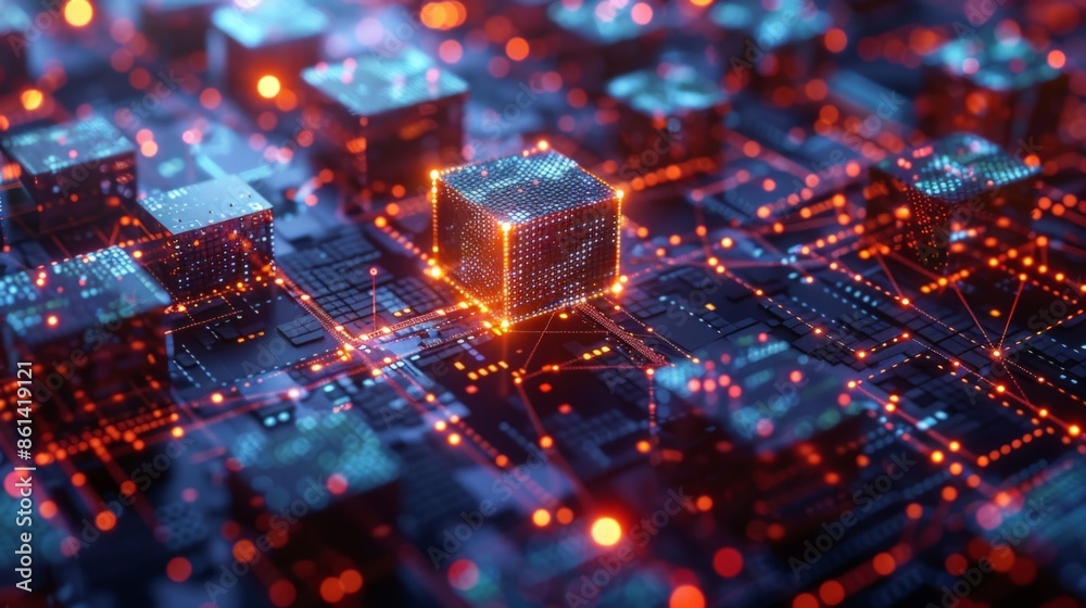 Glowing Lock Symbol On A Microchip With Orange Circuit Lines Representing Cybersecurity And