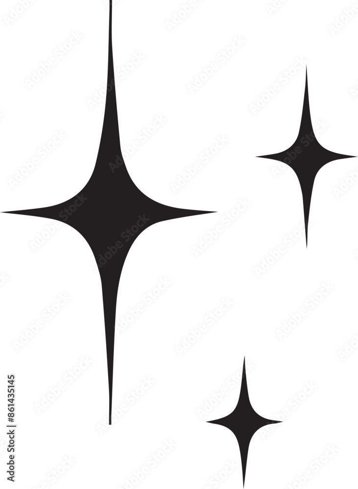 Twinkle star shapes vector design. Stars line art icon for clean, shining and sparkle sign ...
