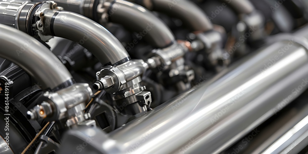 Internal components of an aircraft engine. Concept Turbine blade ...