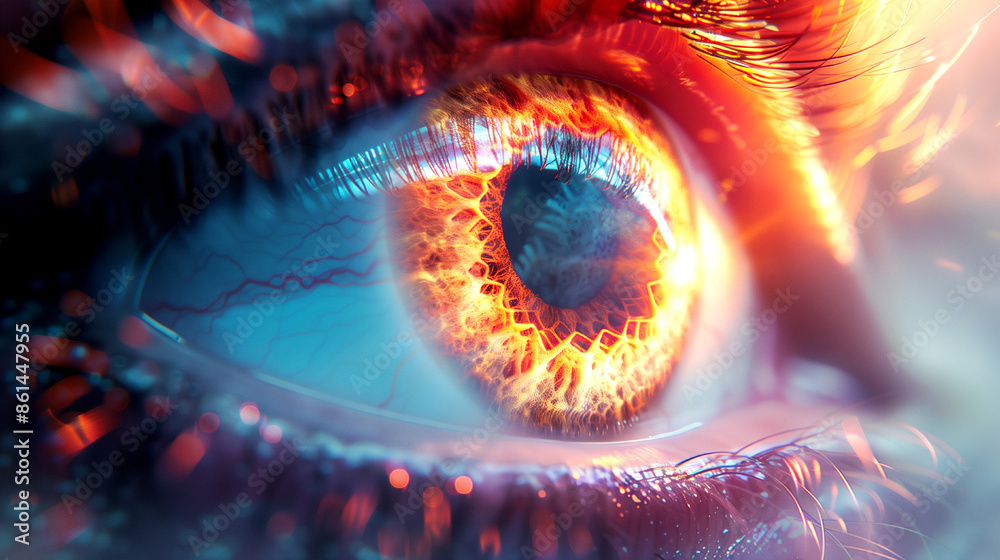 Abstract glowing Human multicolored iris of the eye animation concept ...