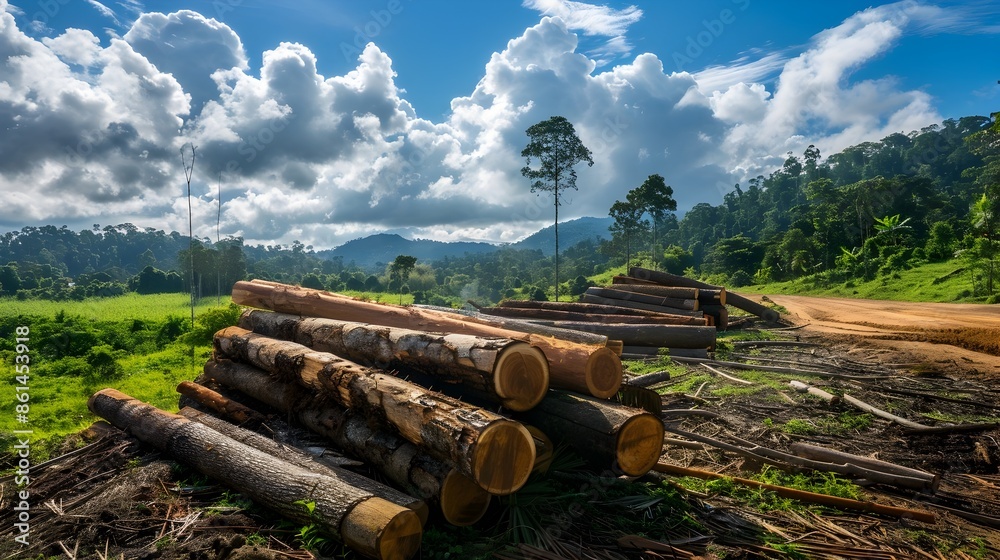 Illegal Logging Activities in a Lush Forest Landscape Highlighting ...