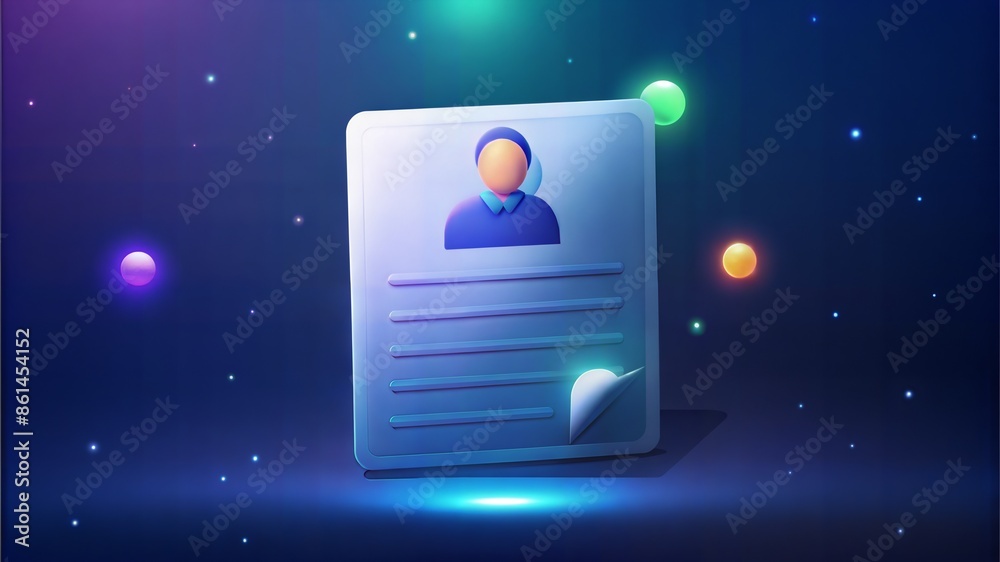 paper document with check mark and pen icon isolated on black ...