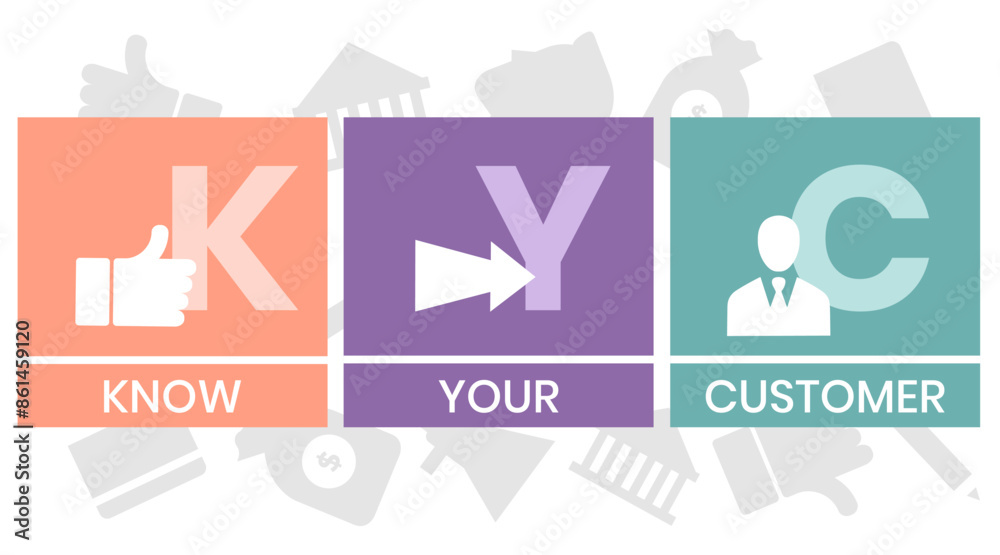 KYC - Know Your Customer acronym. business concept background. vector ...