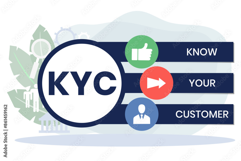 KYC - Know Your Customer acronym. business concept background. vector ...