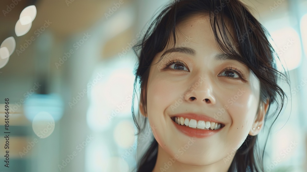 Beautiful korean woman smilling white teeth, 25 year old, frustation ...