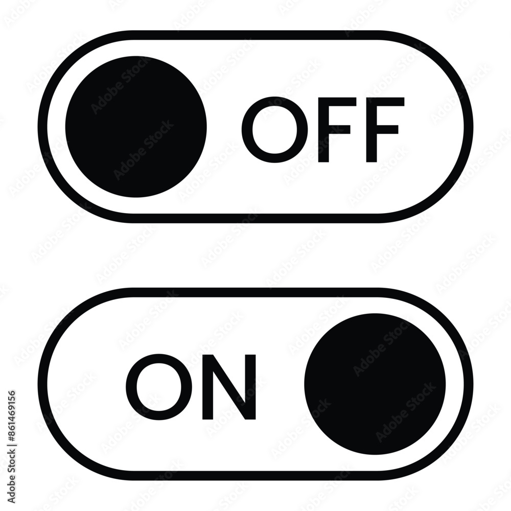 Set of power On and Off switch icon collection. Toggle switch symbol ...