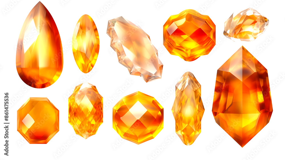 Realistic Set of Different Crystal Amber on a transparent background ...