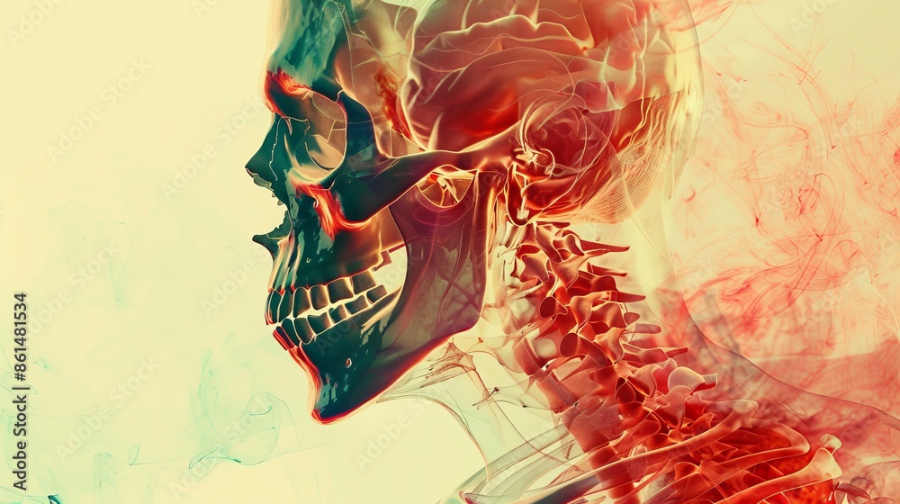 Digital painting of the human musculature and internal organs, depicted ...