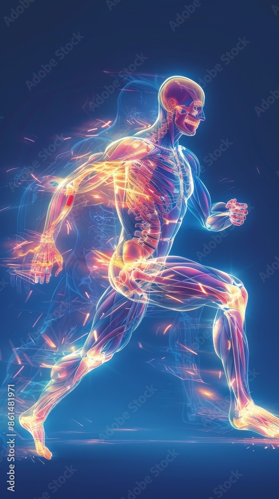 Anatomically accurate digital illustration of the skeletal and muscular ...