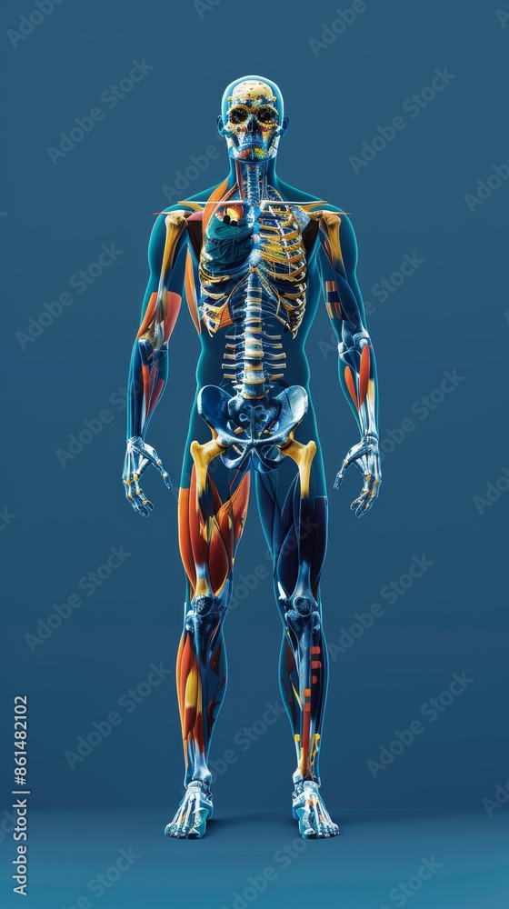 Anatomically accurate digital illustration of the skeletal and muscular ...