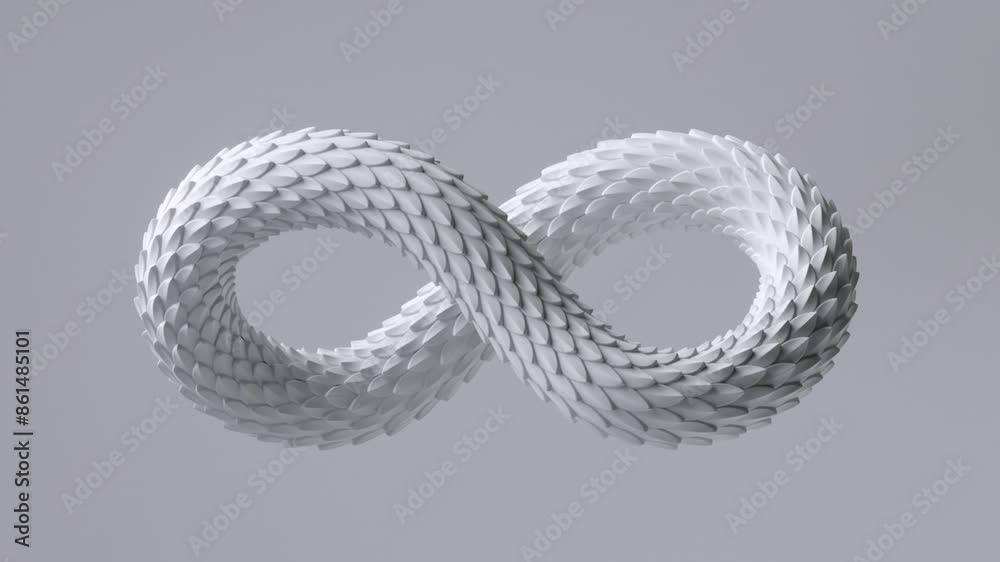 3d render cycled animation of infinity symbol with white snake skin ...