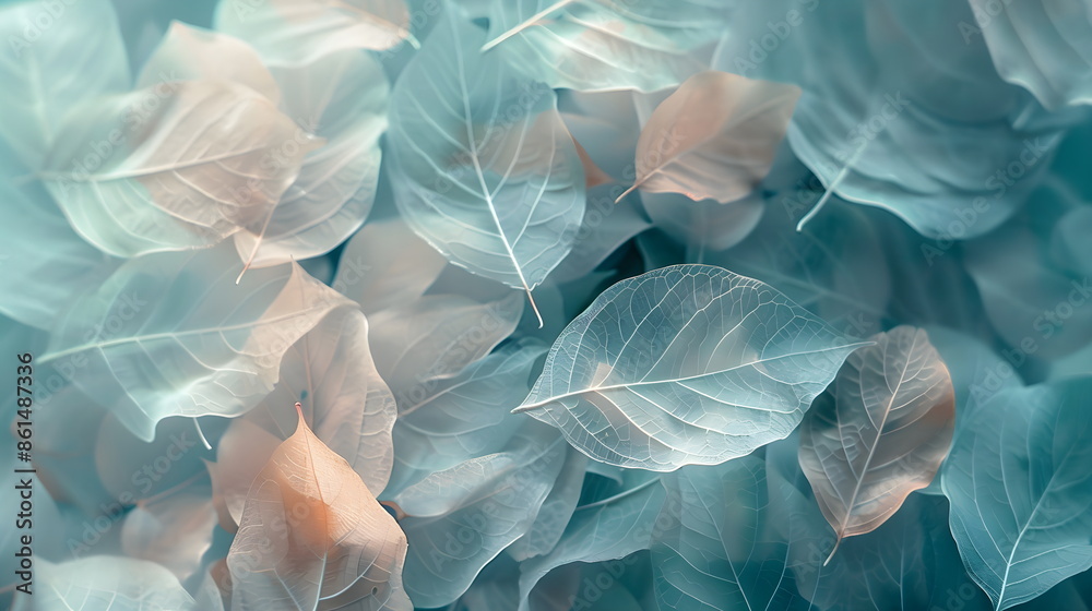 Abstract background with transparent leaf skeletons. Leaf skeleton ...