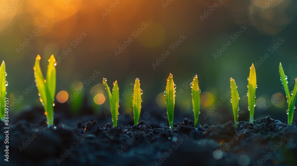 Baby sprout plan of crops growing in field in farm land. Stock Photo ...