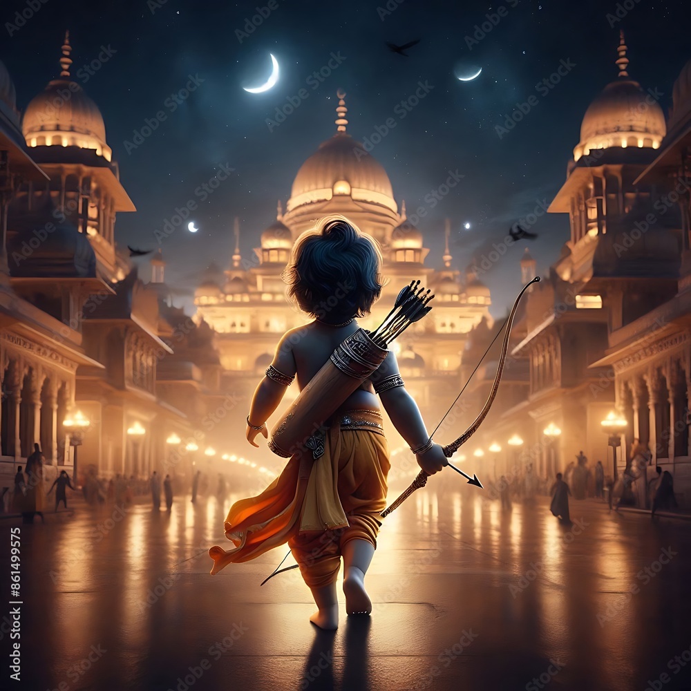 Ramanavmi, Lord Rama, Ram, Ayodhya, Cute kid Rama Stock Illustration ...