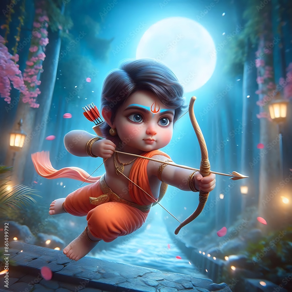 Ramanavmi, Lord Rama, Ram, Ayodhya, Cute kid Rama Stock Illustration ...