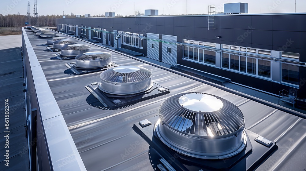 Rooftop HVAC Systems on Commercial Building Stock Illustration | Adobe ...