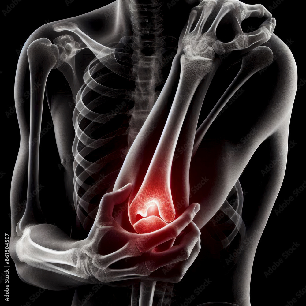 X-Ray of Human Elbow Joint Showing Severe Pain and Inflammation Stock ...