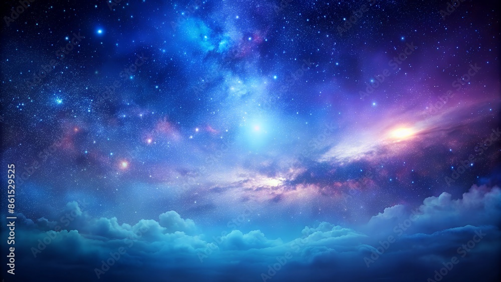 abstract mesmerizing background with a dark blue night sky gradient. A ...
