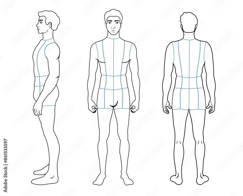 Male body mannequin. Template for fashion sketch ideas of men's ...