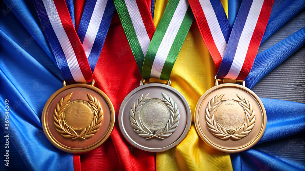 Gold Silver Bronze Olympic sports medals Stock Photo | Adobe Stock