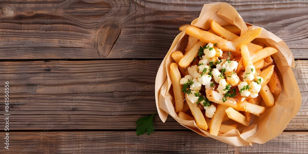 Traditional Canadian poutine with crispy fries cheese curds and rich ...