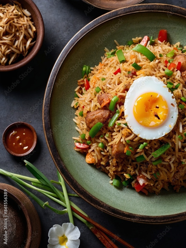 Delicious Indonesian Nasi Goreng fried rice with Golden-hued rice ...