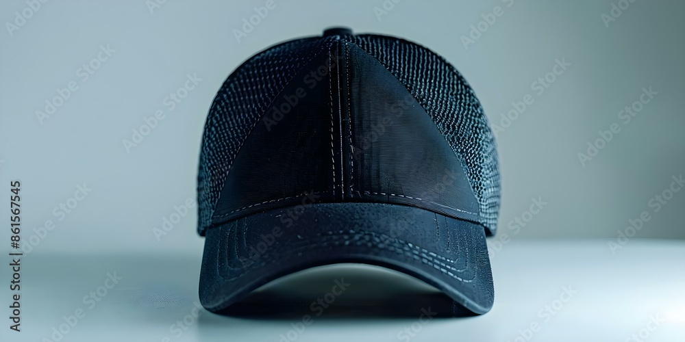Mockup of a black trucker cap snapback isolated on a white background ...