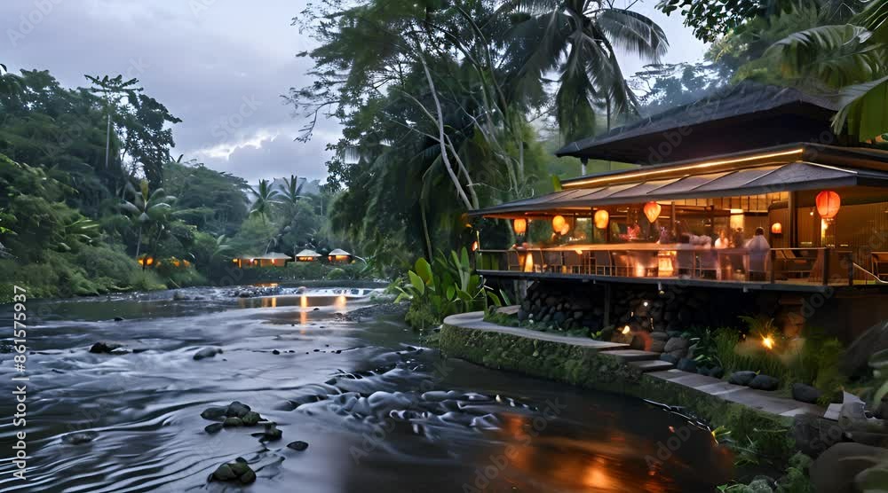 a single small and intimate and modern contemporay riverside cafe in ...