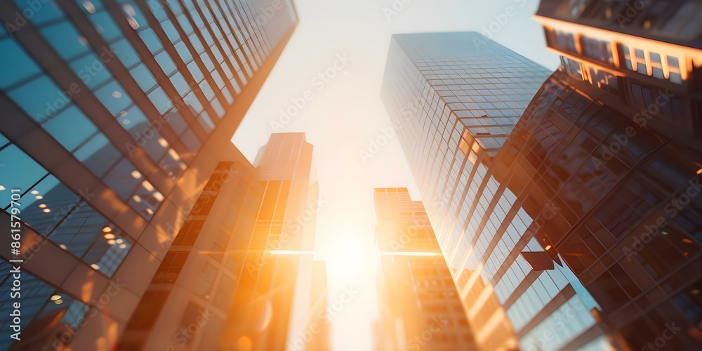 Enhancing the beauty of modern skyscrapers with a bright lens flare ...