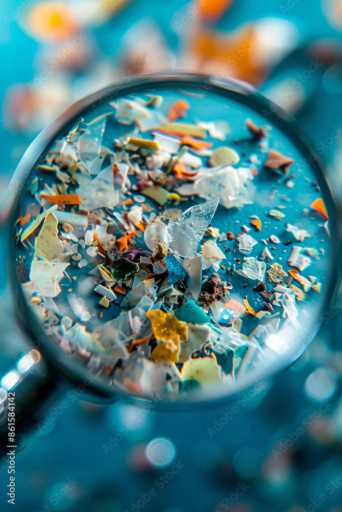 Foto de Macro shot on a bunch of microplastics that cannot be recycled ...