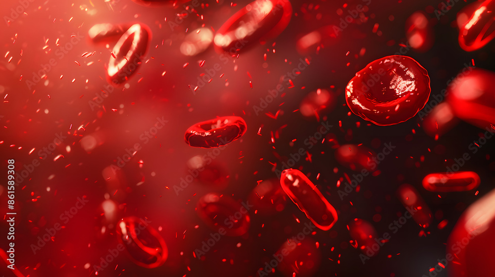 Red blood cells, blood microorganisms, Blood flowing in veins Blood ...