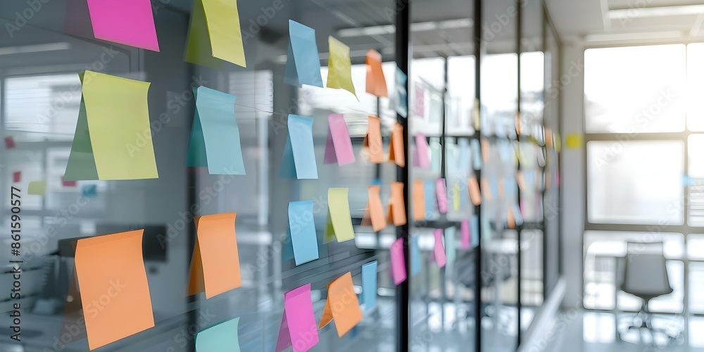 Brainstorming Session for Design with Colorful Sticky Notes on Glass ...