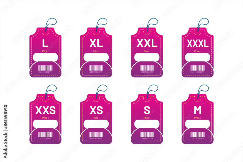 set clothing size labels size label tag Clothing neck label tag concept ...