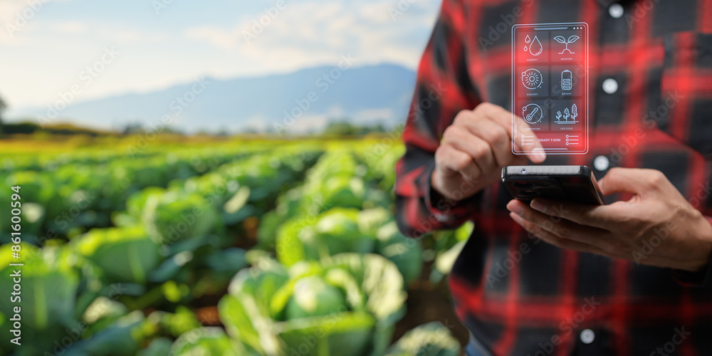 Smart Farm UI hologram system control, maintenance, displaying growth ...