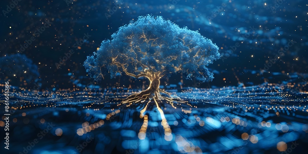 Digital Tree Symbolizing Network Infrastructure Under Cyber Attack ...