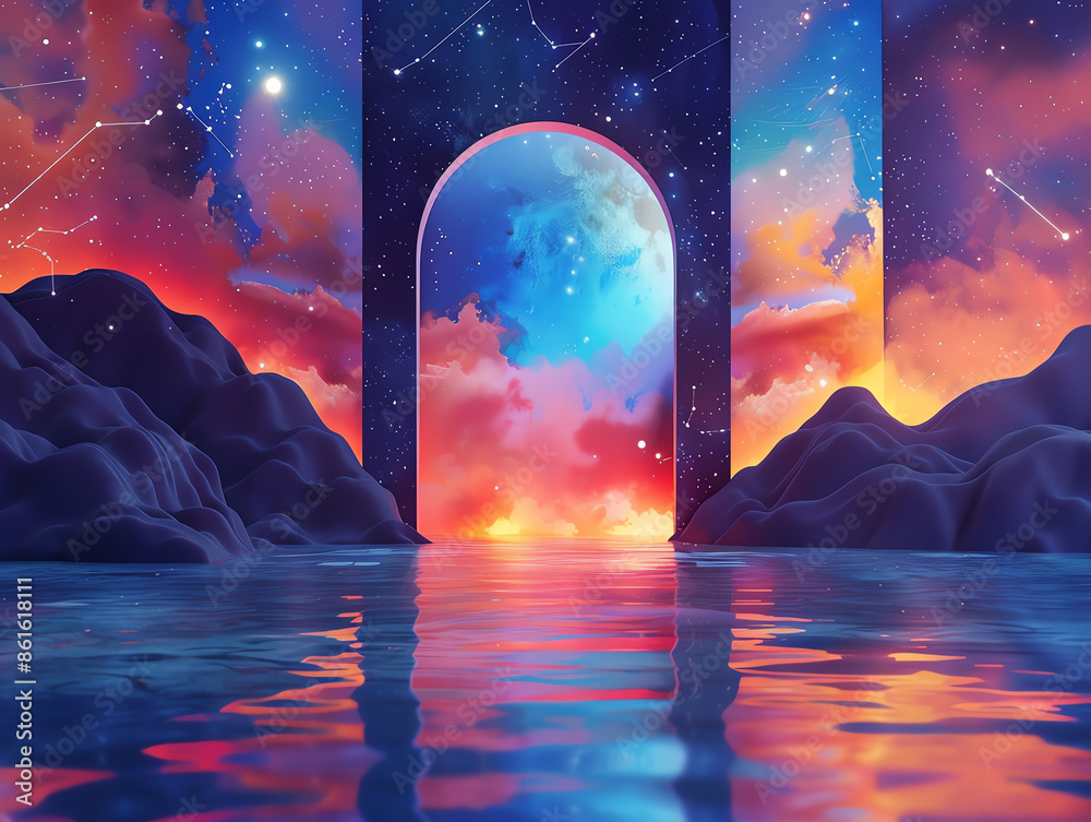 The gateway to a new world. Multiverse concept. Generative ai. Stock ...