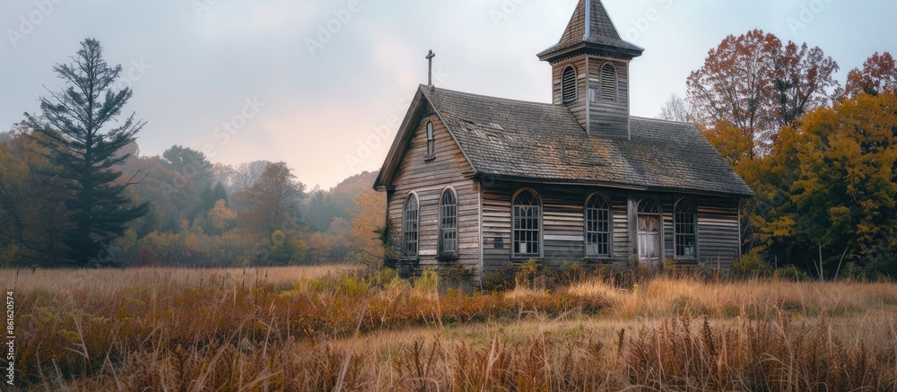 An aged wooden church building providing a backdrop with available ...